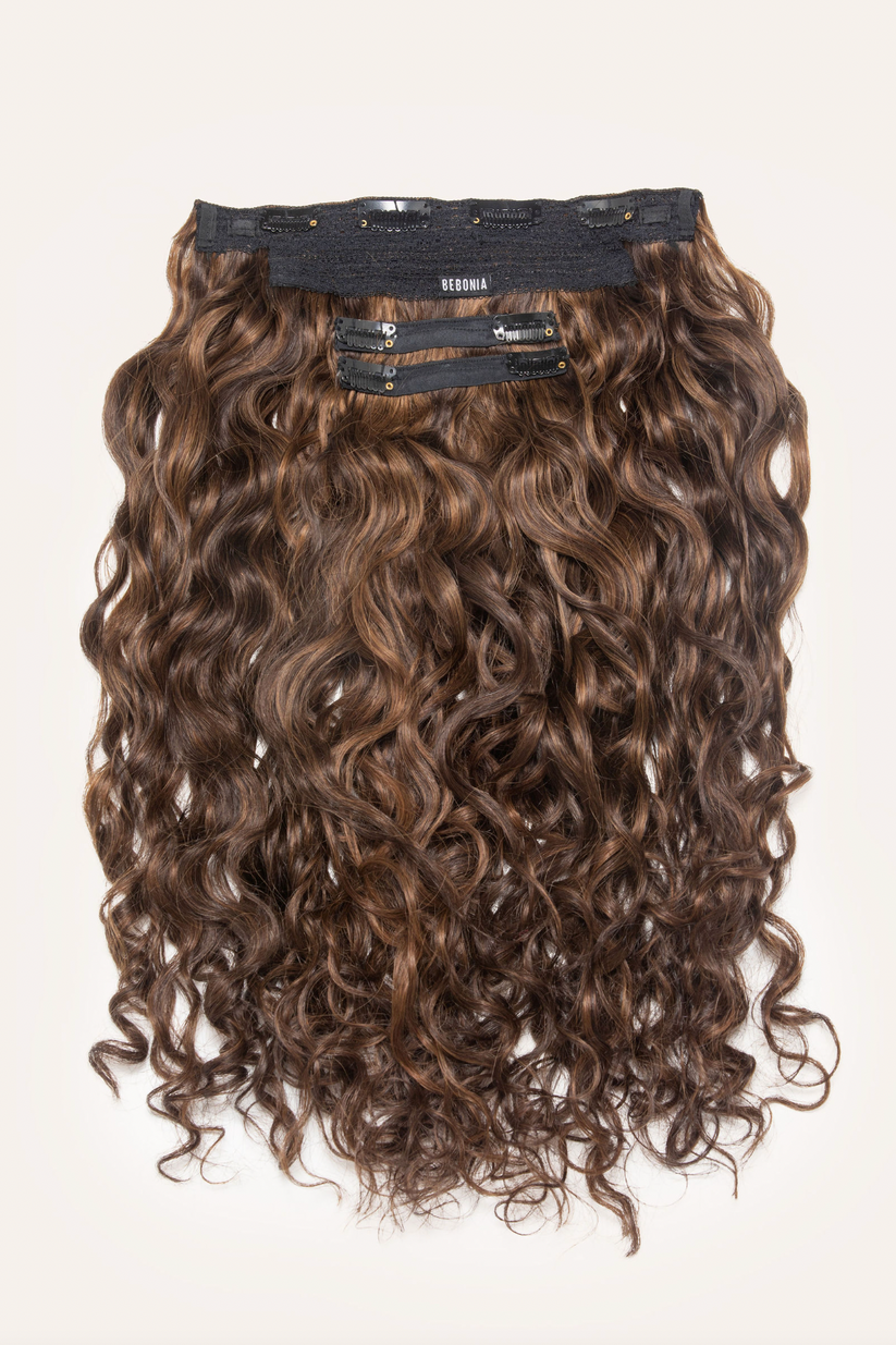 Highlighted Brown Curly Slip-On Hair Extensions 180G 22” – Bebonia