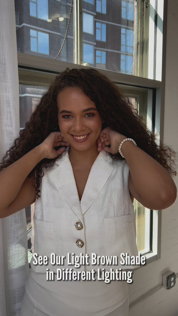 Light Brown Curly Slip-On Hair Extensions 180G 22” – Bebonia